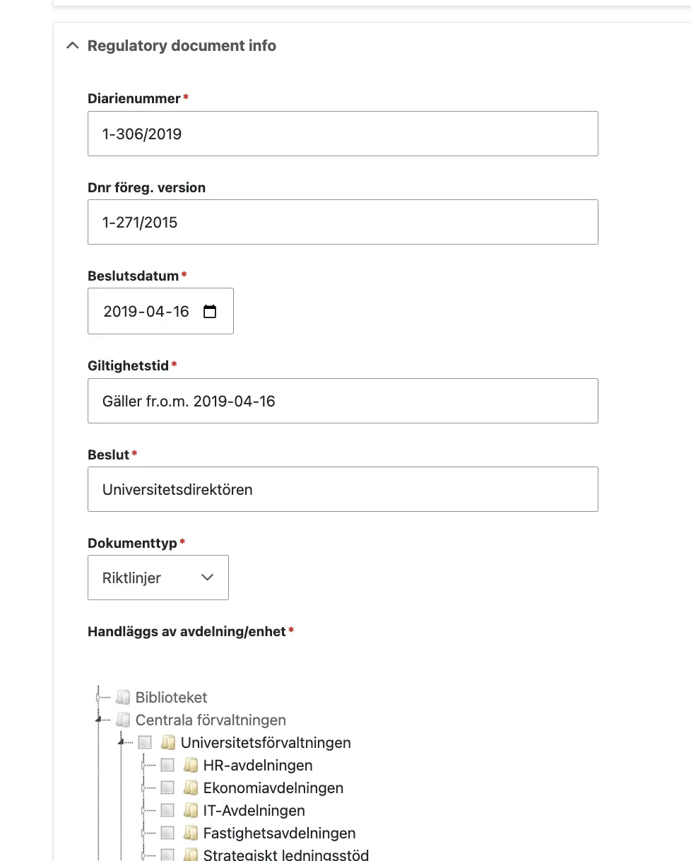 Styrdokument (Regulatory document) | Medarbetare